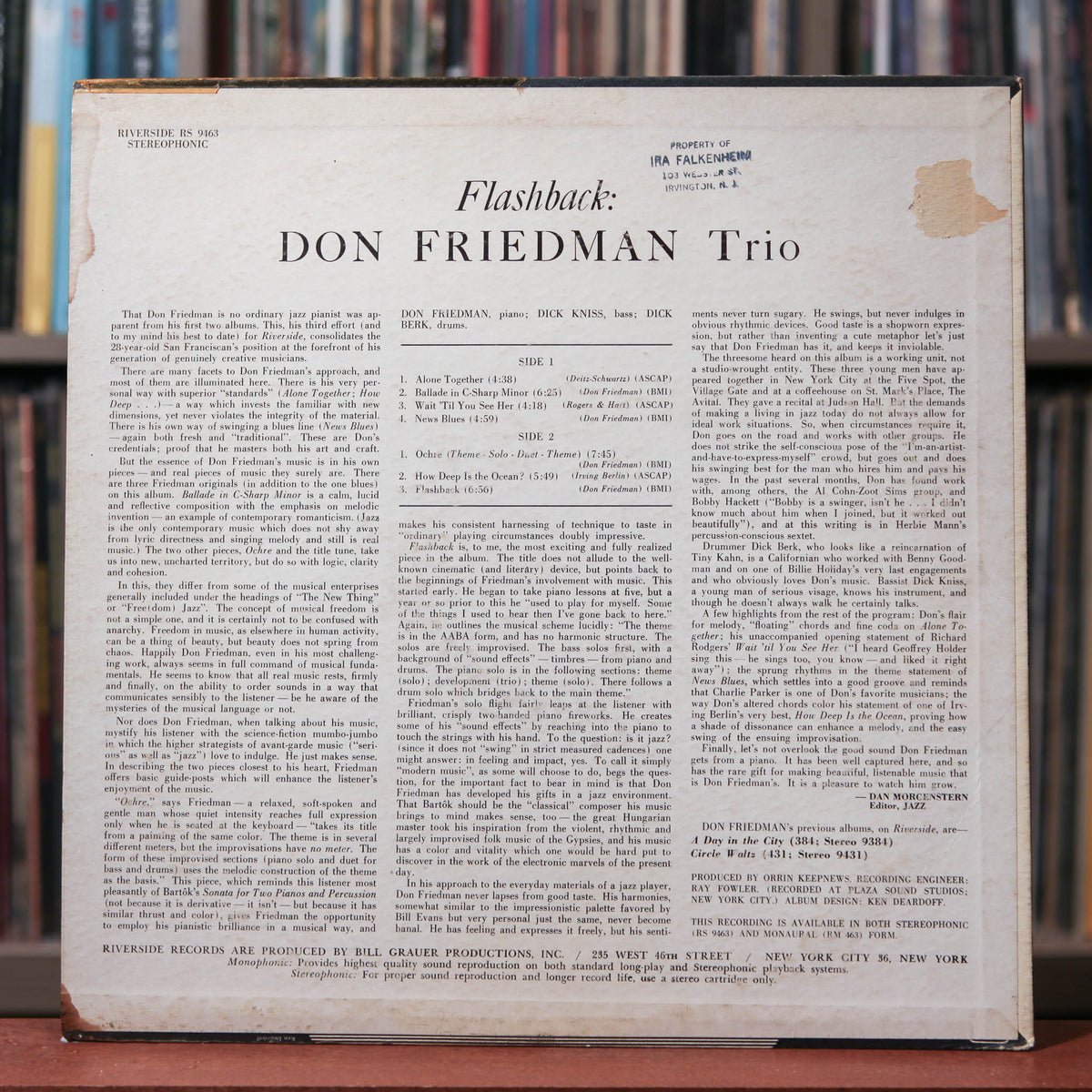Don Friedman Trio - Flashback - 1963 Riverside Records, VG/VG+
