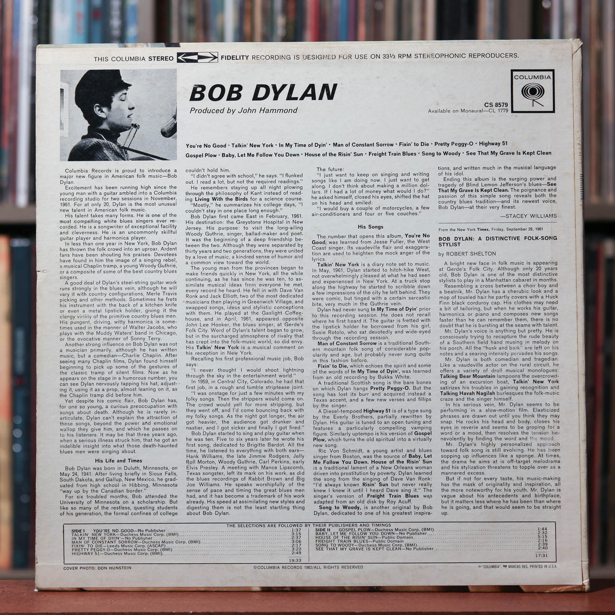 Bob Dylan - Bob Dylan - 1962 Columbia, VG+/VG