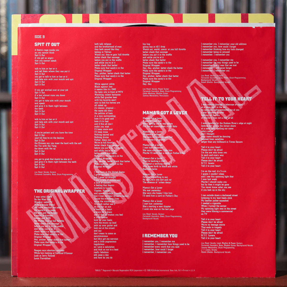 Lou Reed - Mistrial - 1986 RCA Victor, VG+/EX