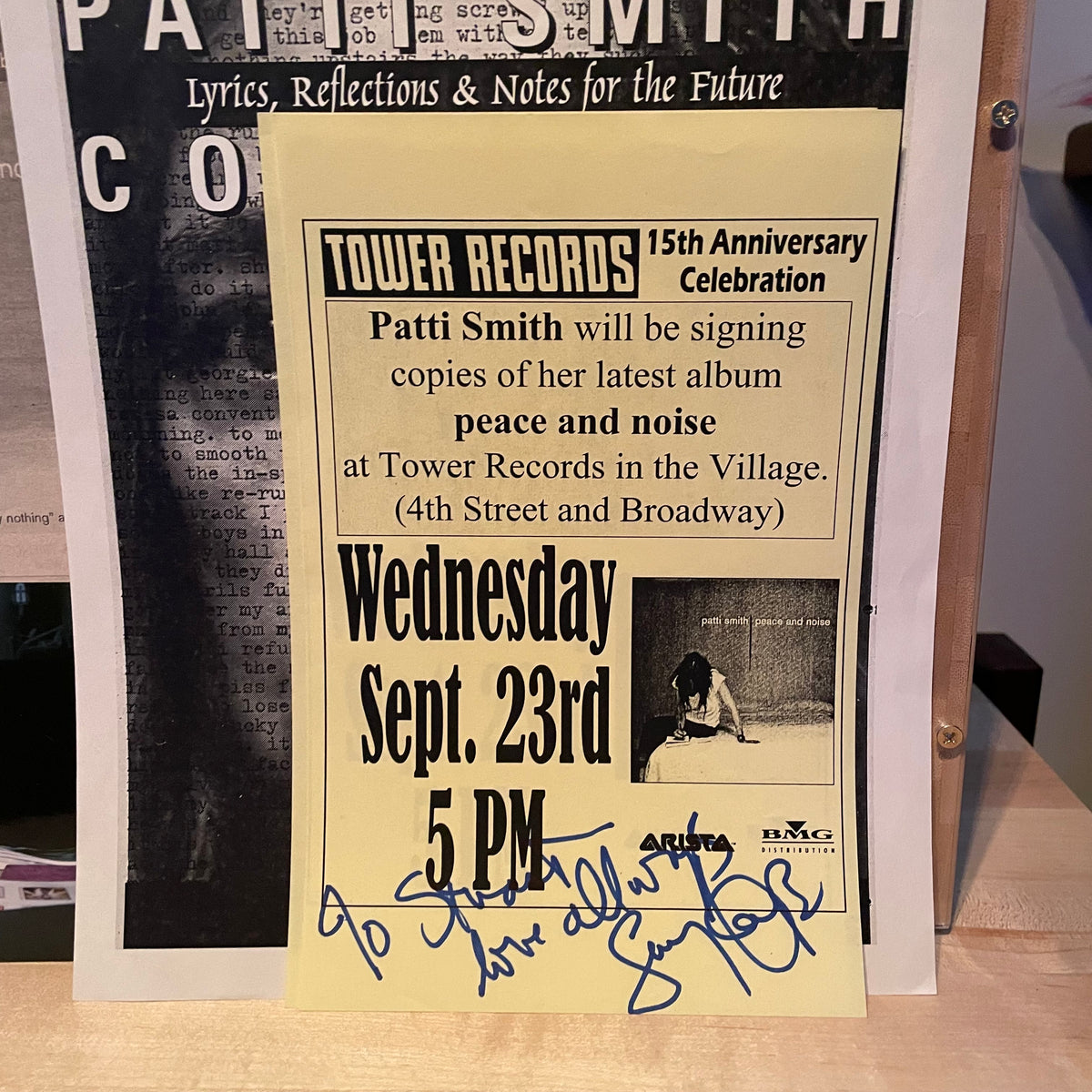 Patti Smith - Signed 4.25x6 Photo, Signed 5.5x8.75 Flyer w/ EXTRAS
