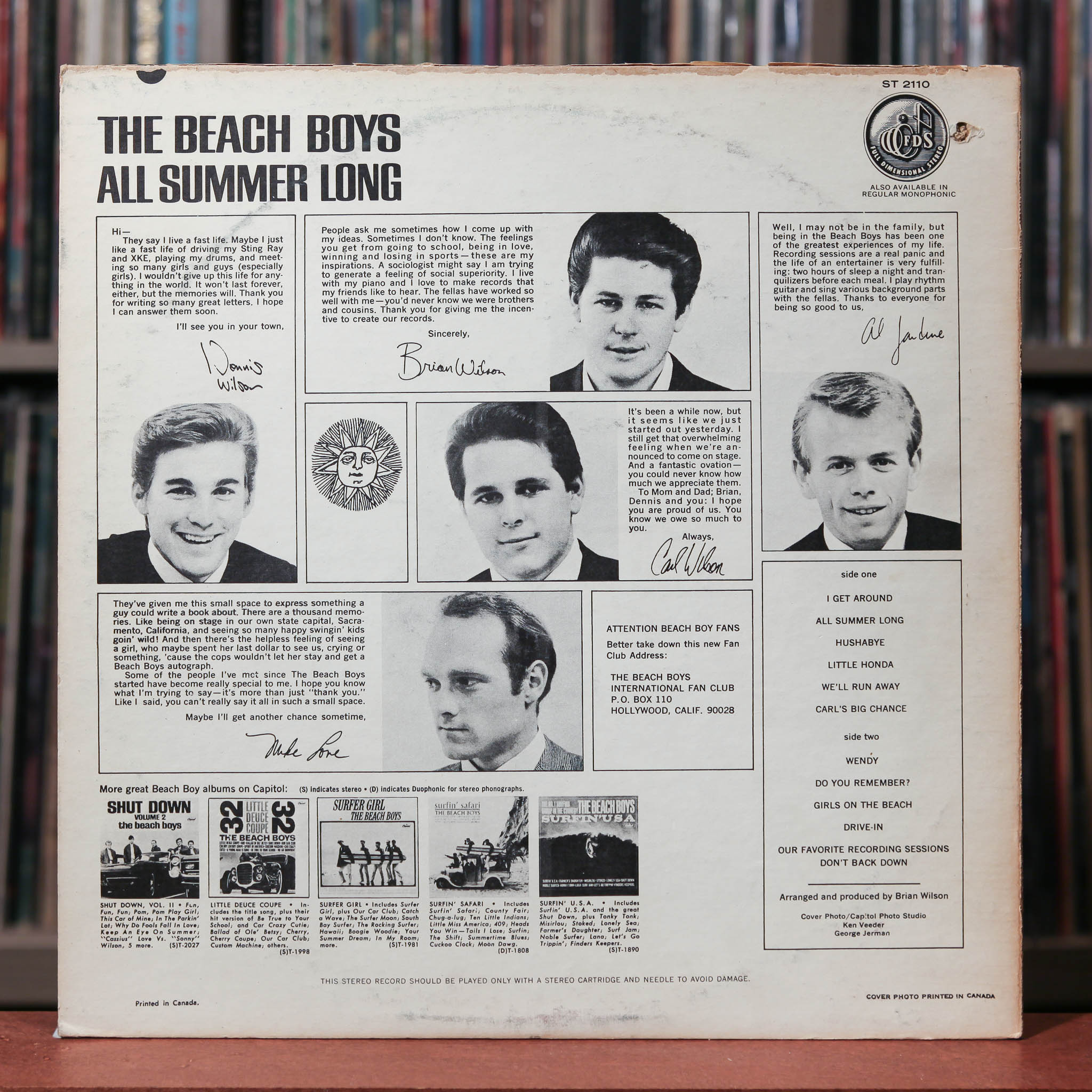 The Beach Boys - All Summer Long - 1964 Capitol Records, VG/VG