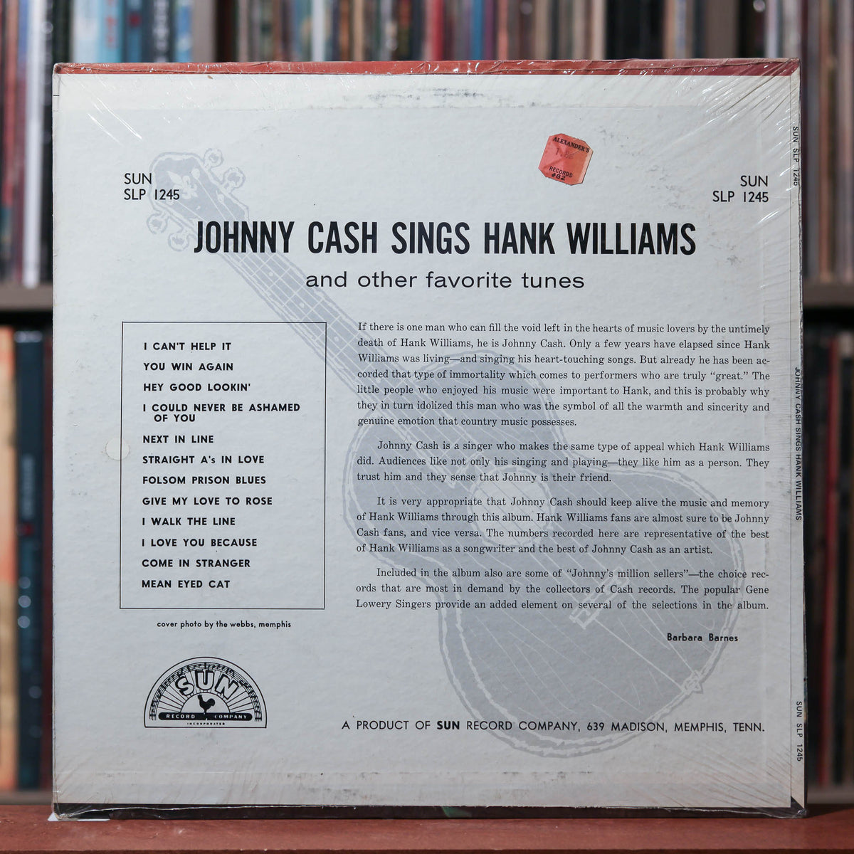 Johnny Cash - Johnny Cash Sings Hank Williams - 1967 Sun SEALED