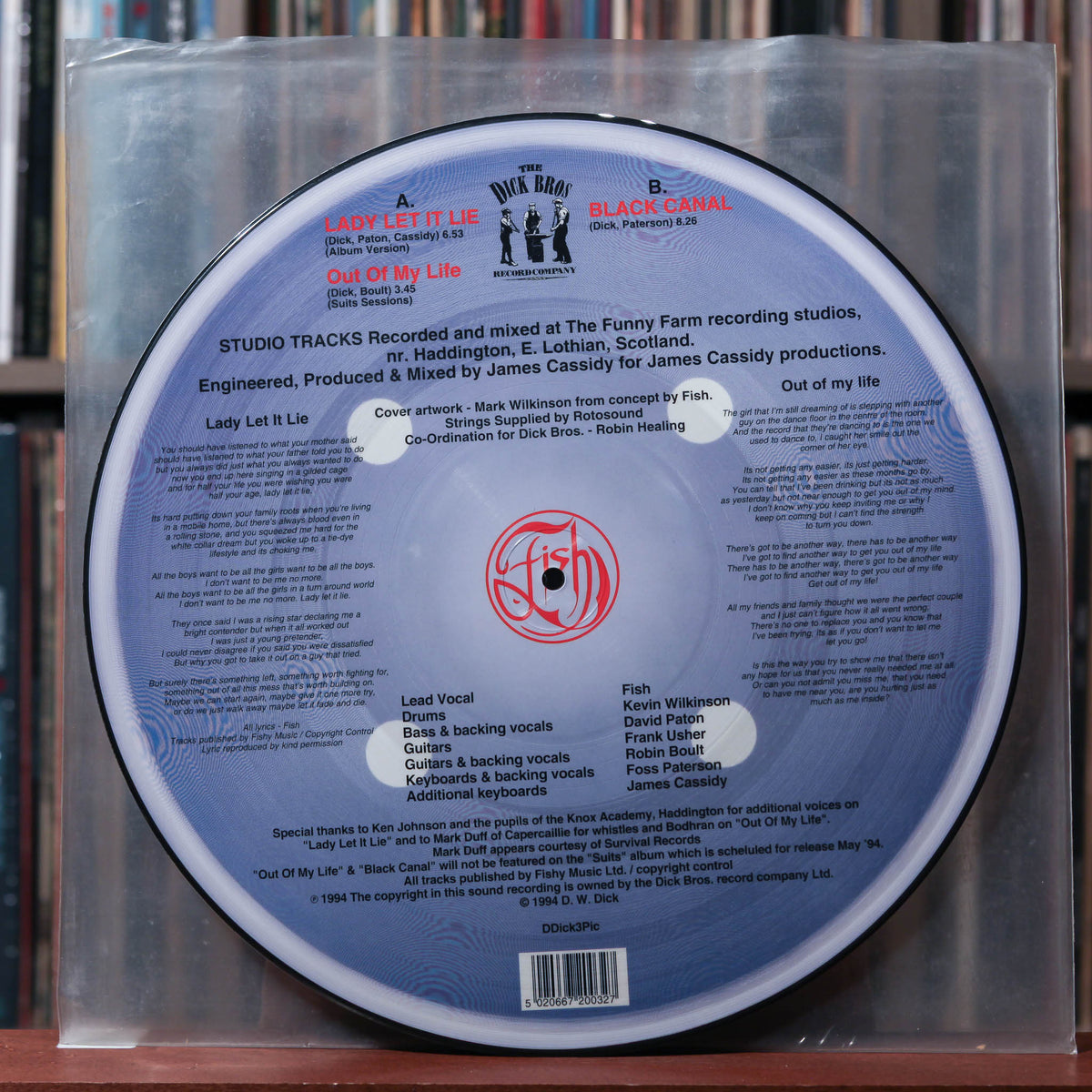 Fish - Lady Let It Lie - EUROPE PICTURE DISC 1994 Dick Bros. Record Co