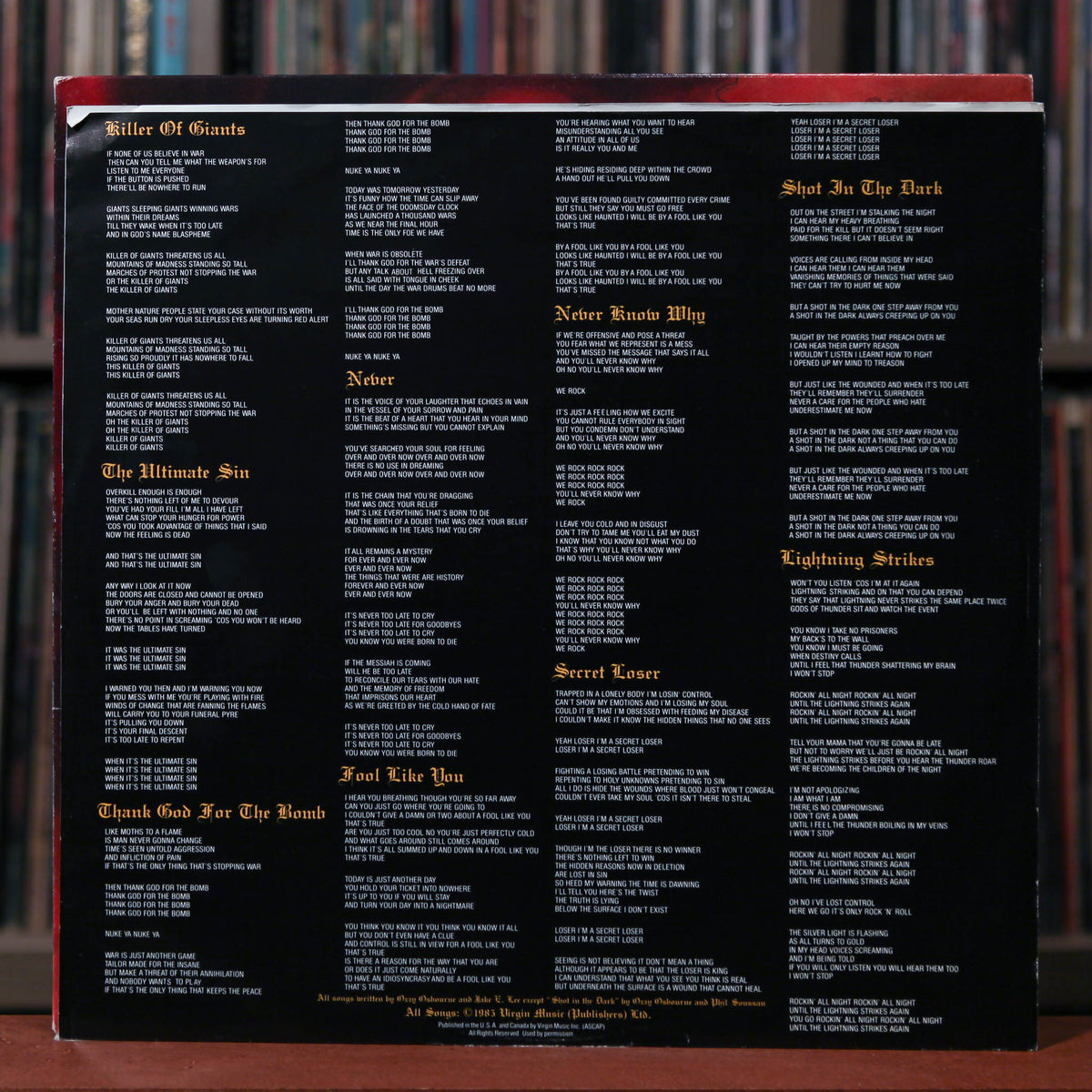 Ozzy Osbourne - The Ultimate Sin - Gold label Promo - 1986 CBS Associa