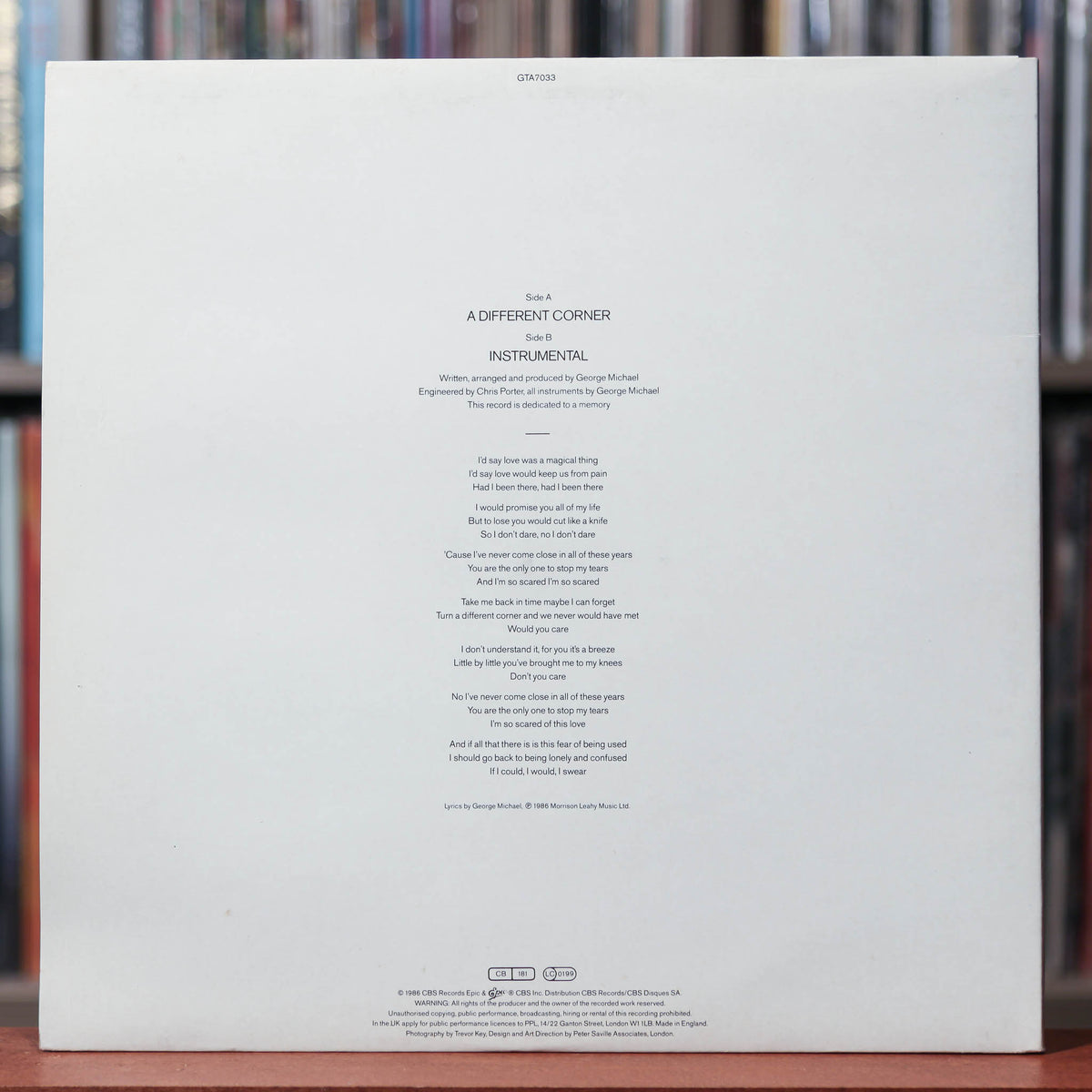 George Michael - A Different Corner - 12" Single - UK Import - 1986 Ep