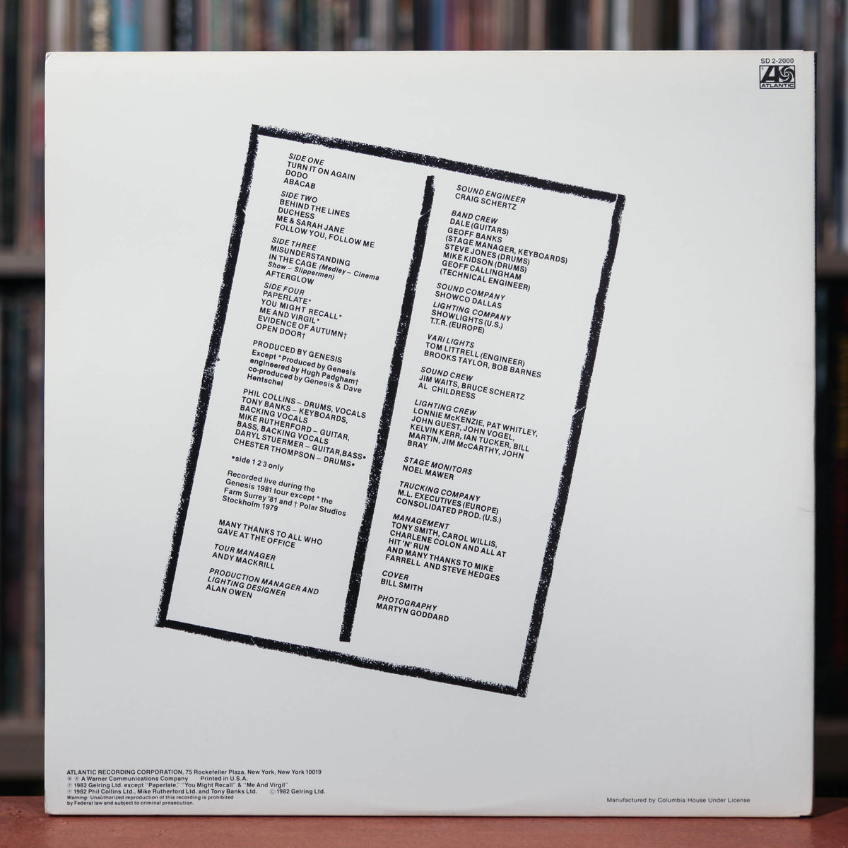 Genesis - Three Sides Live - 2LP - 1982 Atlantic, EX/EX