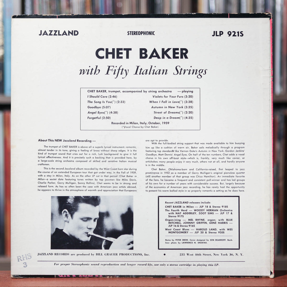 Chet Baker - Chet Baker With Fifty Italian Strings - 1960 Jazzland, VG