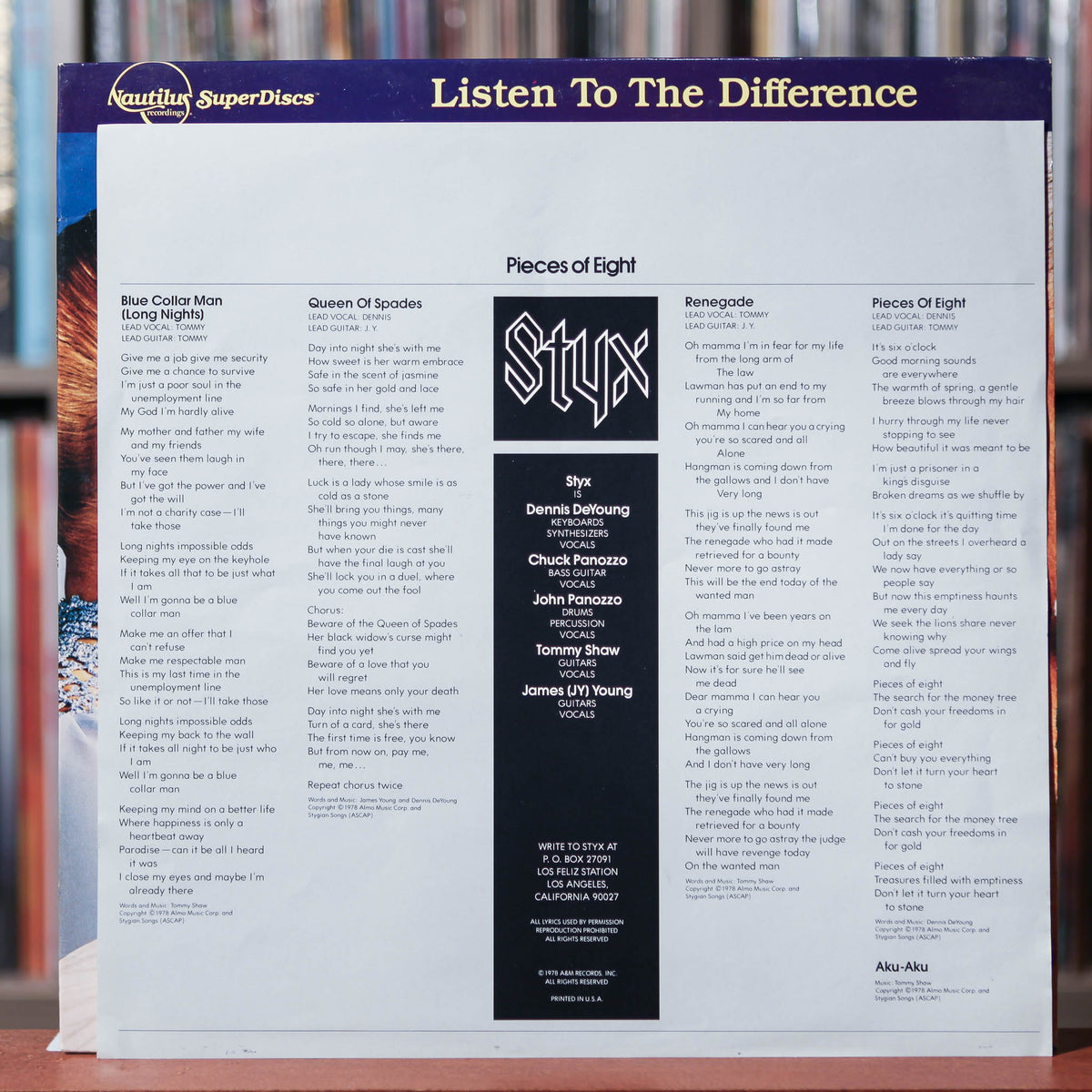 Styx - Pieces Of Eight - SuperDisc - 1980 Nautilus Recordings, VG+/VG