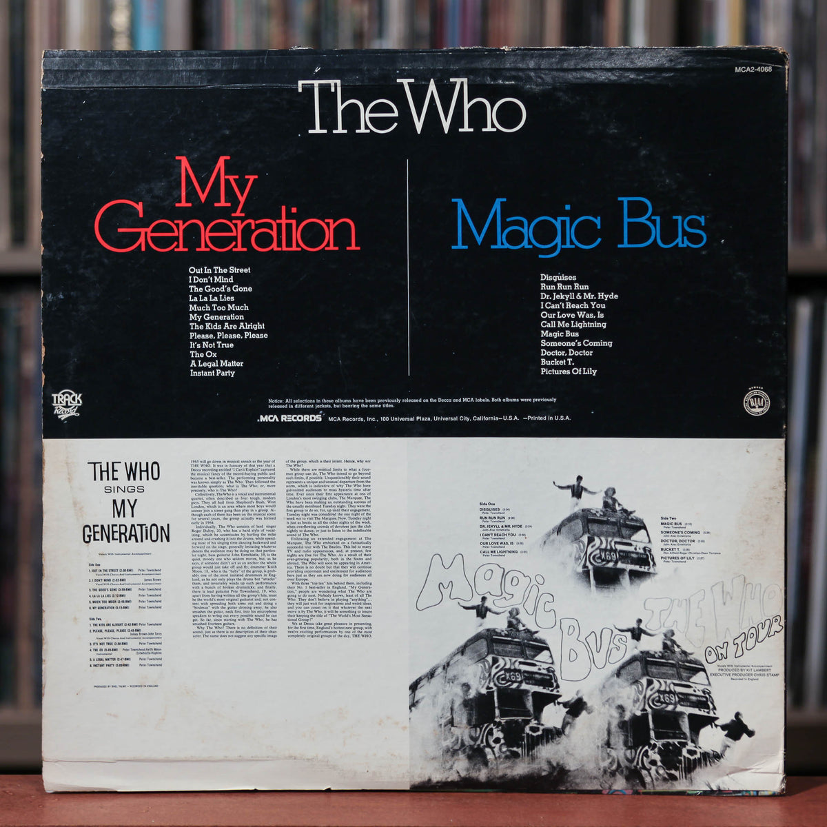 The Who - Magic Bus / The Who Sings My Generation - 2LP - 1974 MCA, VG