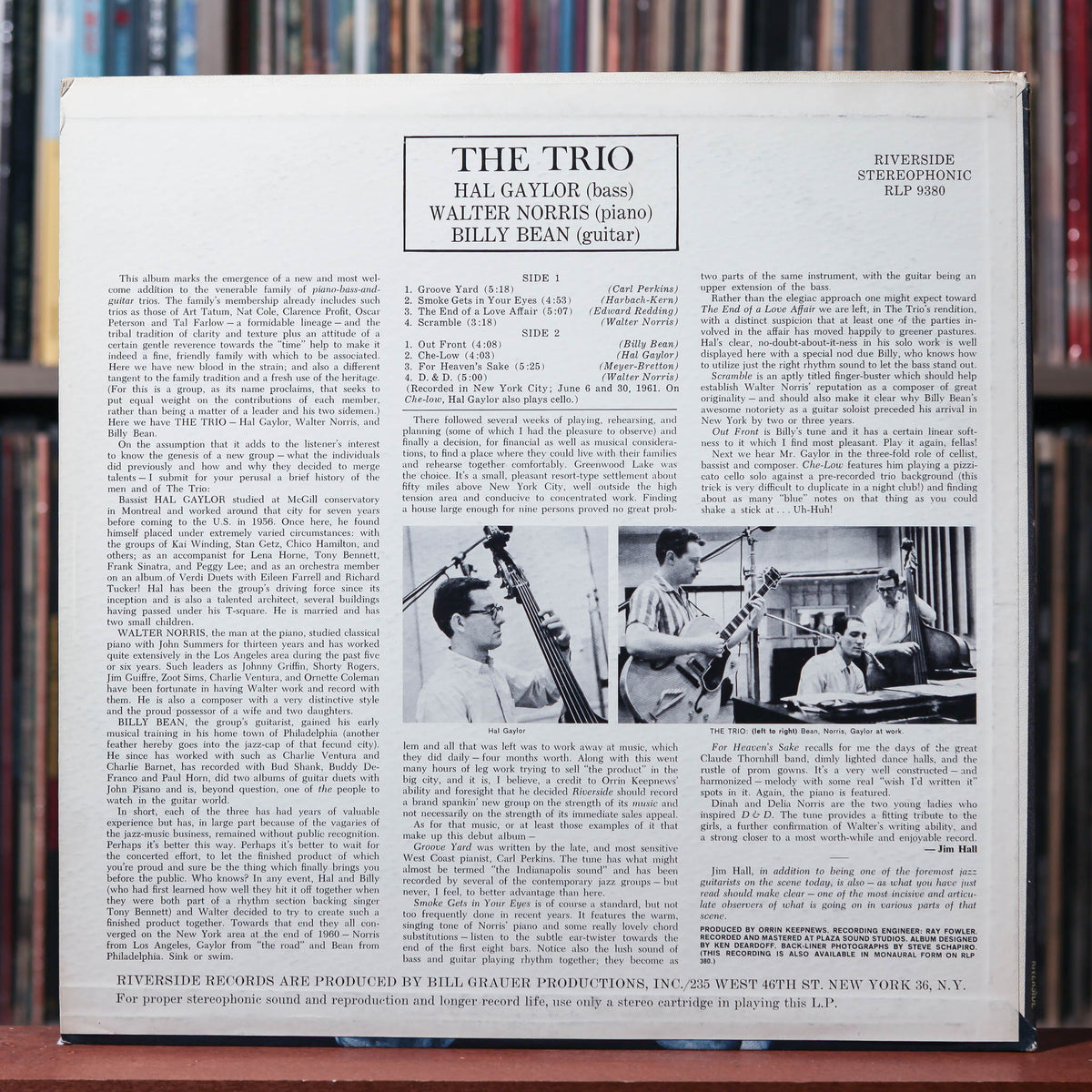 The Trio, Billy Bean, Hal Gaylor, Walter Norris - The Trio - 1961 Rive