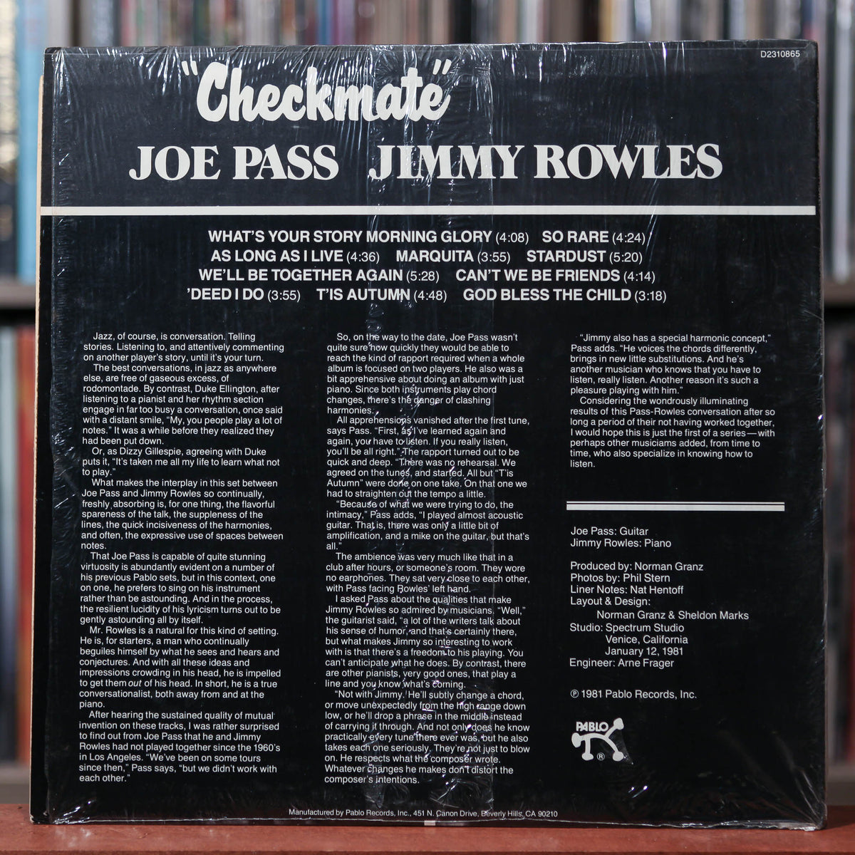 Joe Pass/Jimmy Rowles - Checkmate - Red Vinyl - 1981 Pablo Records, VG