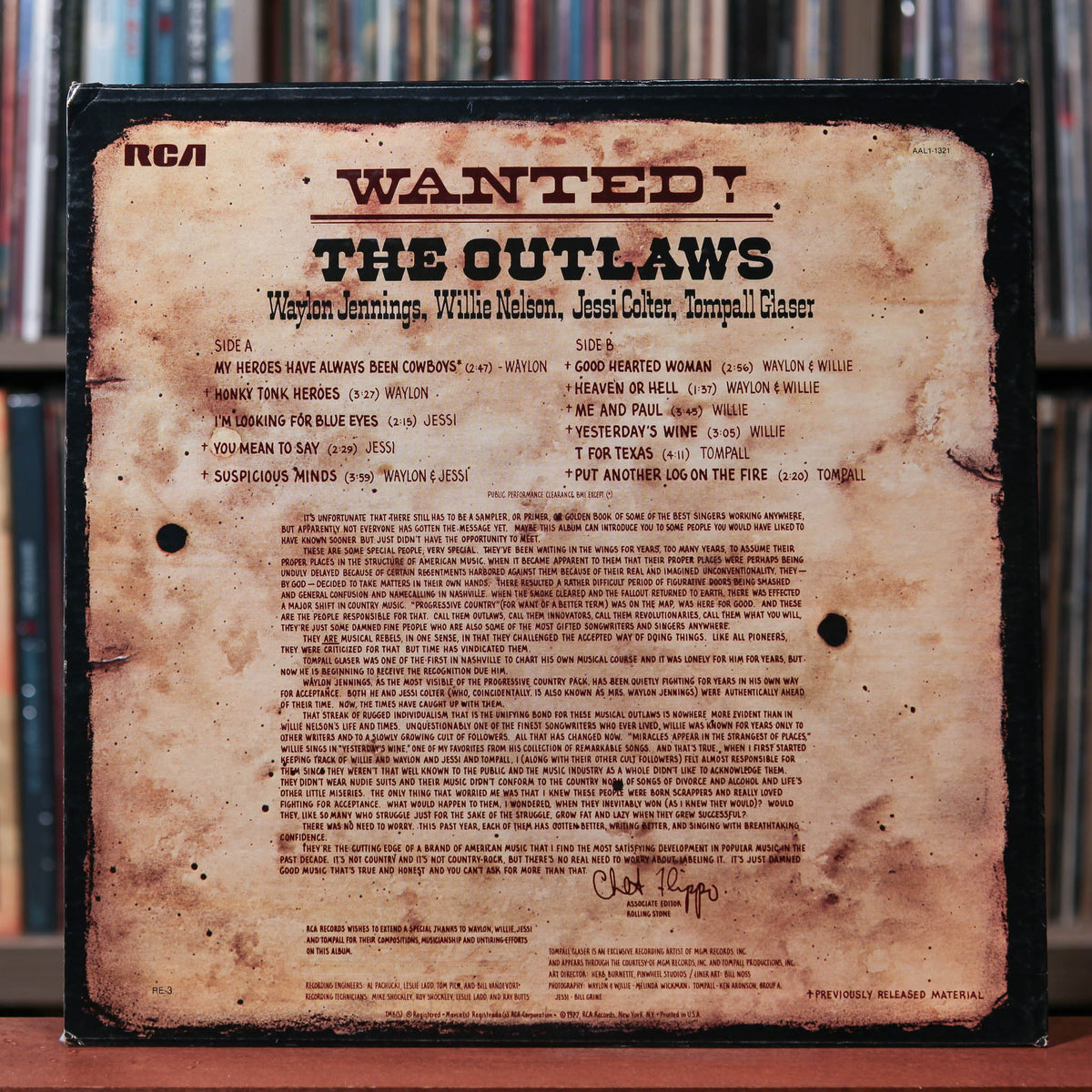 Waylon Jennings - Wanted! The Outlaws - 1976 RCA Victor, VG/VG+