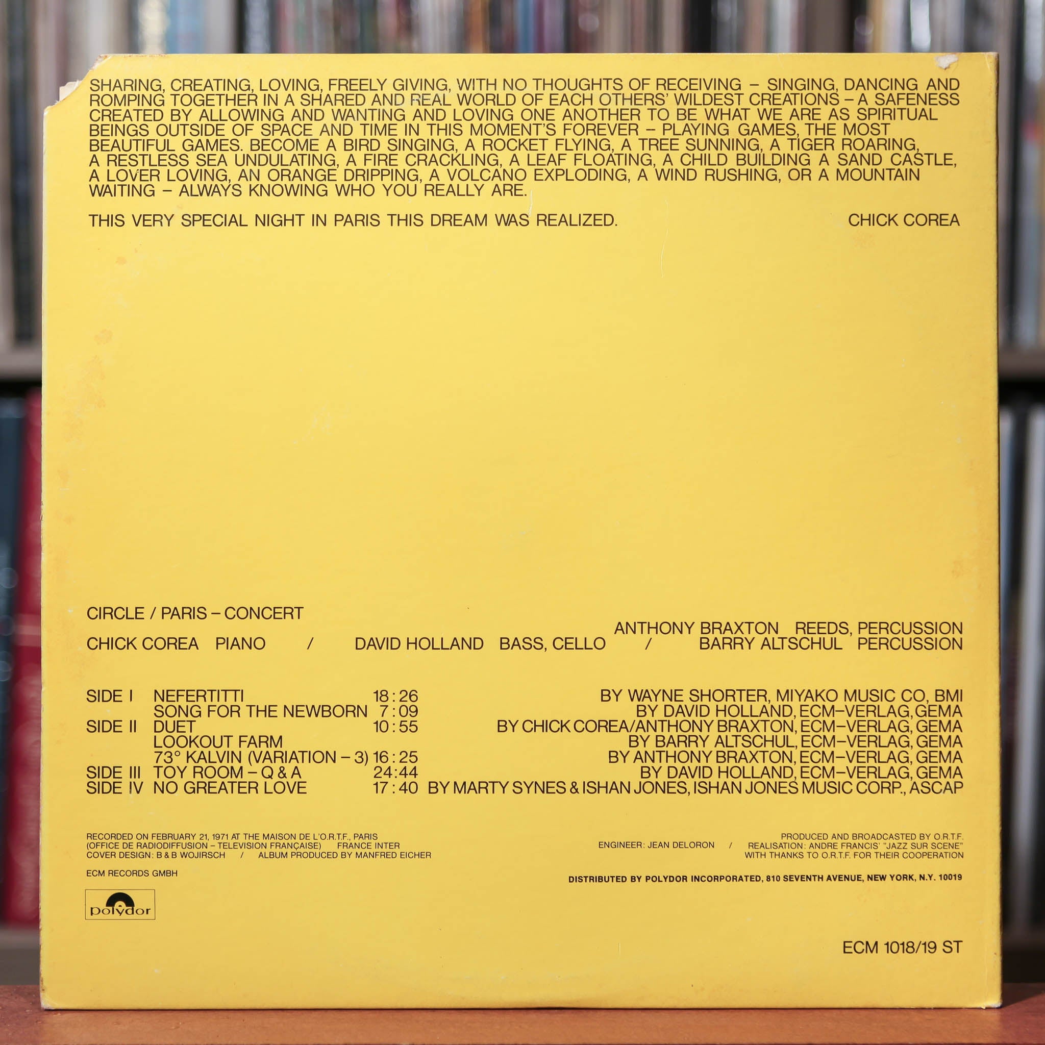 Circle - Paris - Concert - 2LP - 1972 ECM, VG/VG+