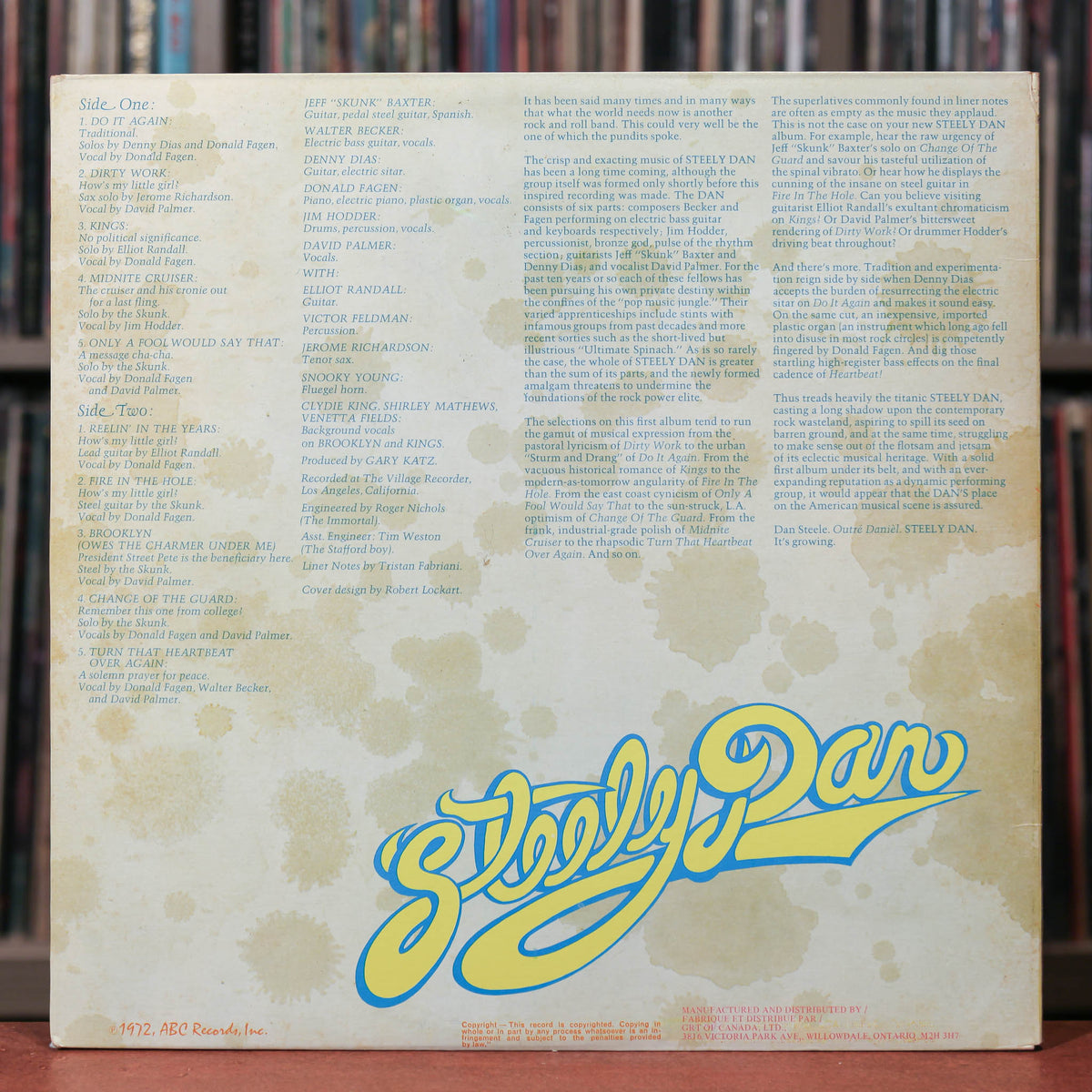 Steely Dan - Can't Buy A Thrill - Translucent Yellow - 1978 ABC Record
