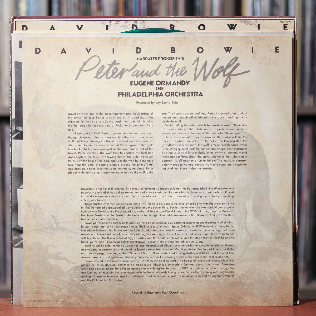 David Bowie Narrates Peter And The Wolf Green Vinyl 1978 Rca Re