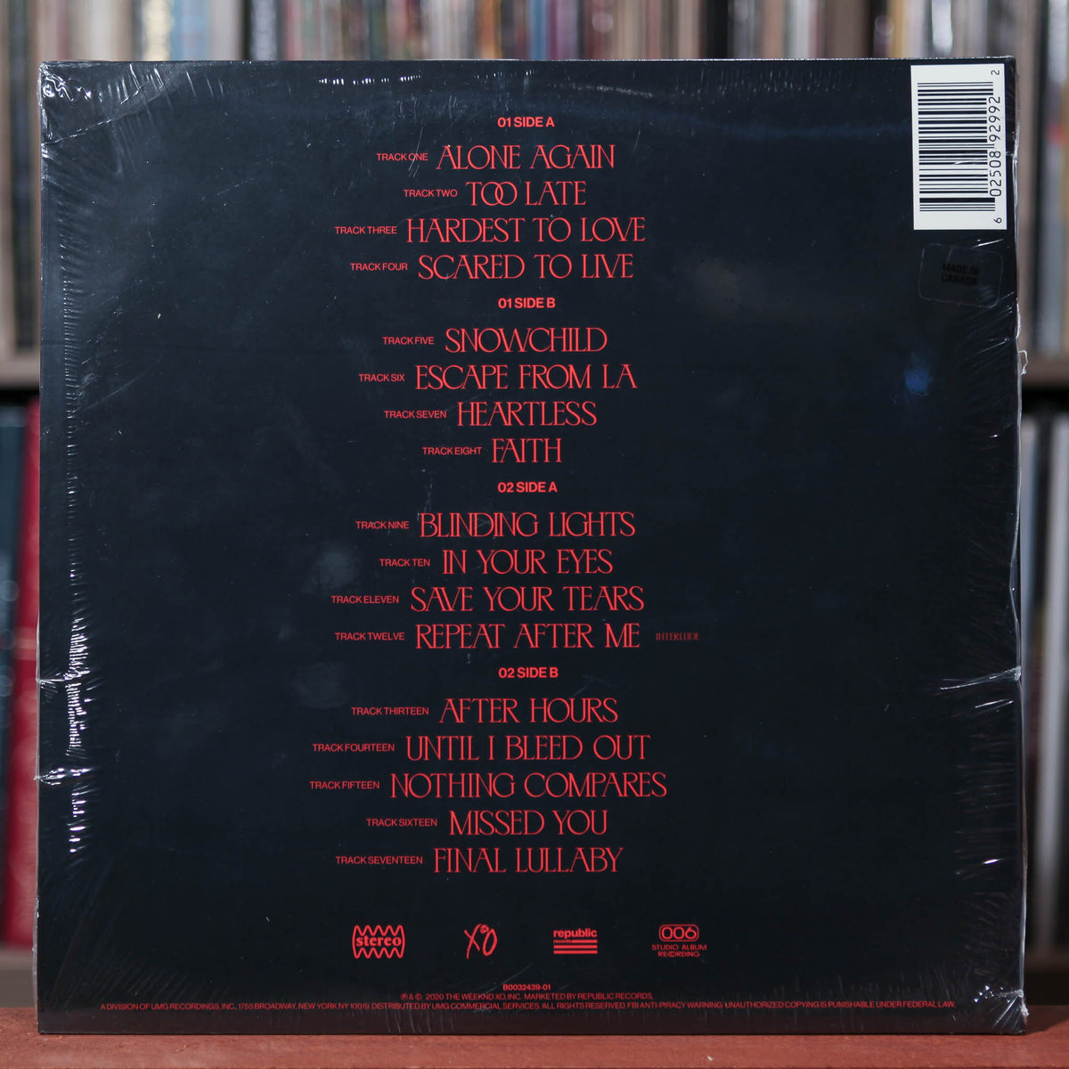 The Weeknd - After Hours - 2LP Deluxe, Clear w/ Red Blood Spatter - 20