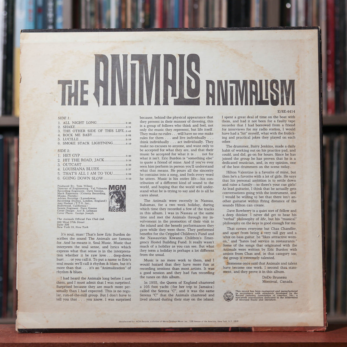 The Animals - Animalism - 1966 MGM Records, VG+/VG+