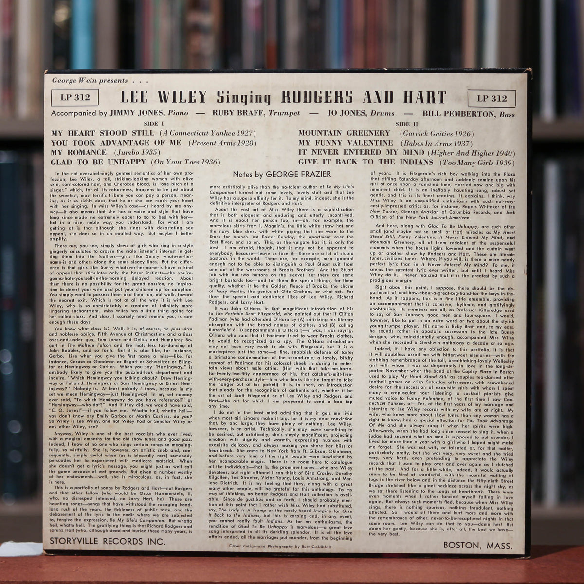 Lee Wiley - Lee Wiley Sings Rodgers & Hart - 10" LP - 1954 Storyville,