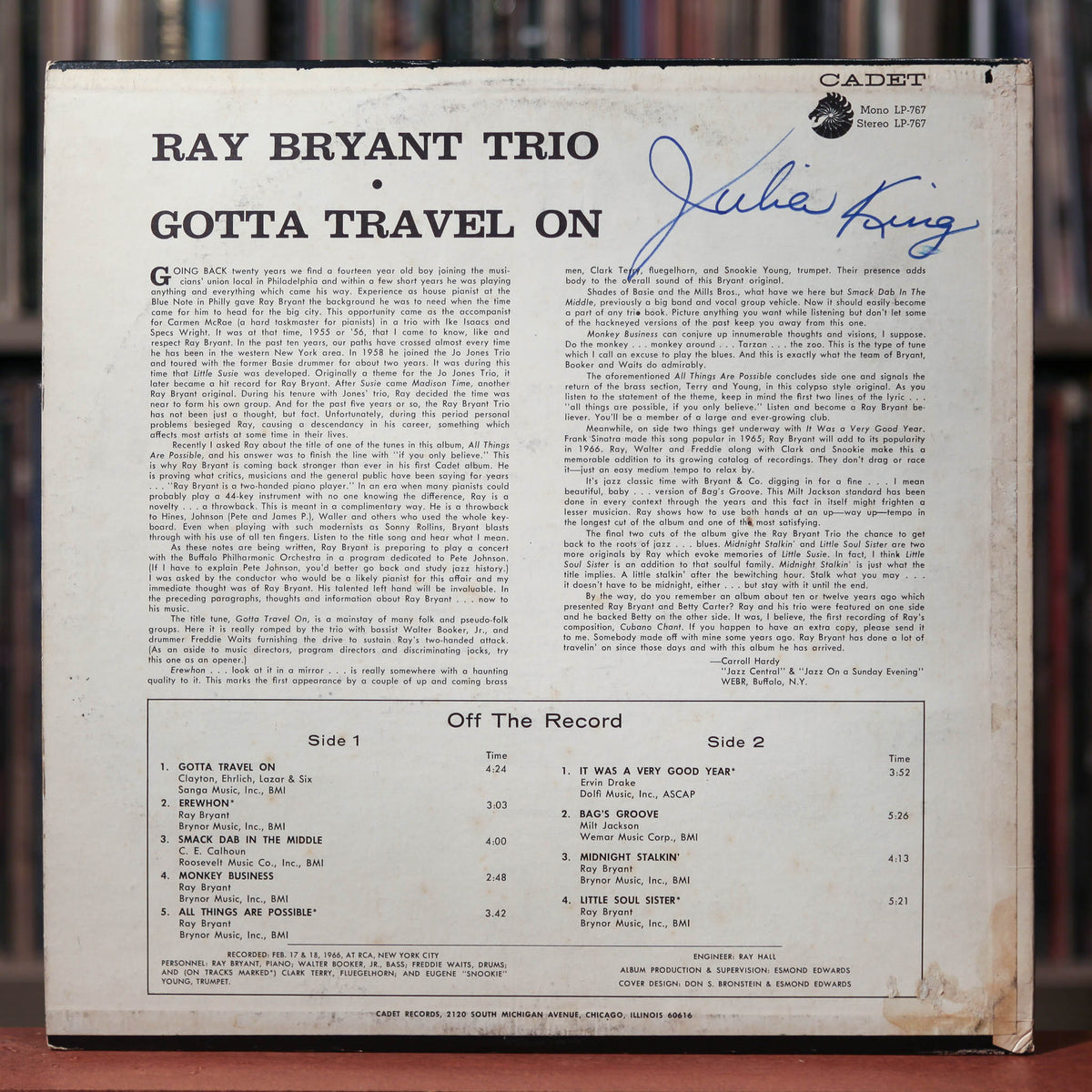 Ray Bryant Trio - Gotta Travel On - 1966 Cadet, VG/VG
