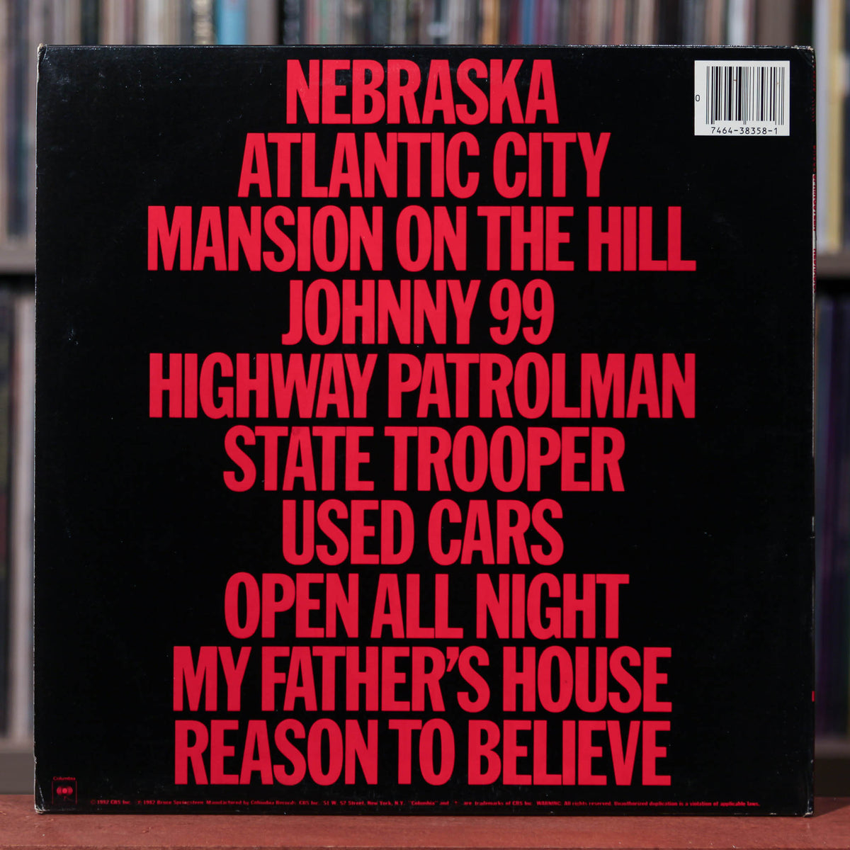 Bruce Springsteen - Nebraska - 1982 CBS, VG+/EX